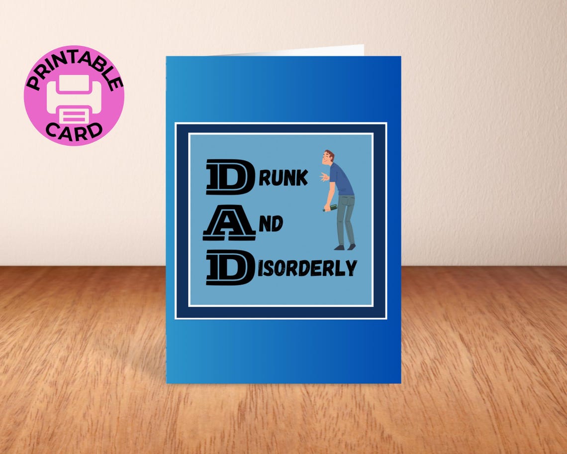 Dad Funny Acrostic Poem Printable Birthday Father's Day Beer Humour ...