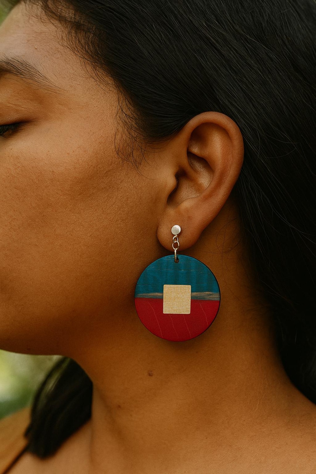 Handmade Wooden Earrings | Drapo Ayisyen (haitian Flag) - Etsy