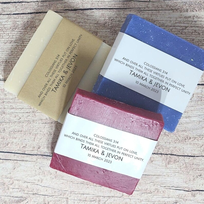 10 Count Personalised Bible Wedding Soap Favours With Scriptures, Gift ...