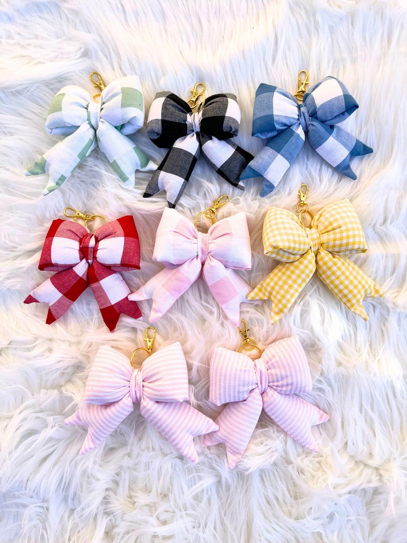 Puffy Bow Keychain for Bags, Cute Purse Charm, Fluffy Bow Bag Charm ...