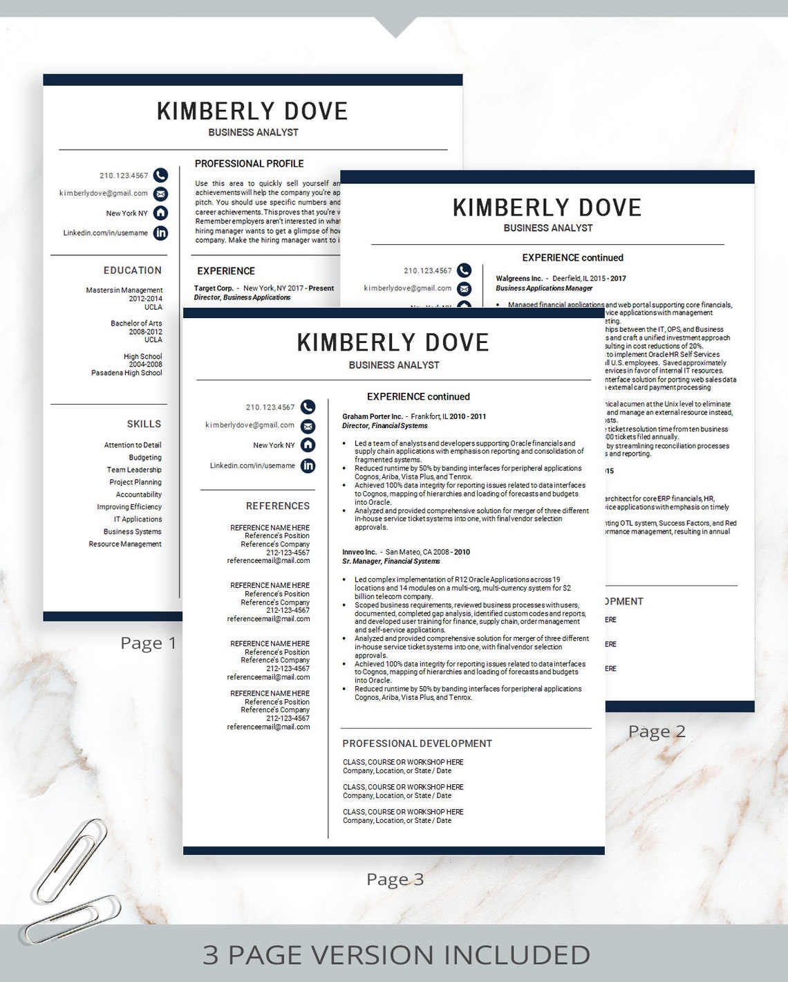 Modern Resume Template, Tech Resume Template for Word, IT Resume ...