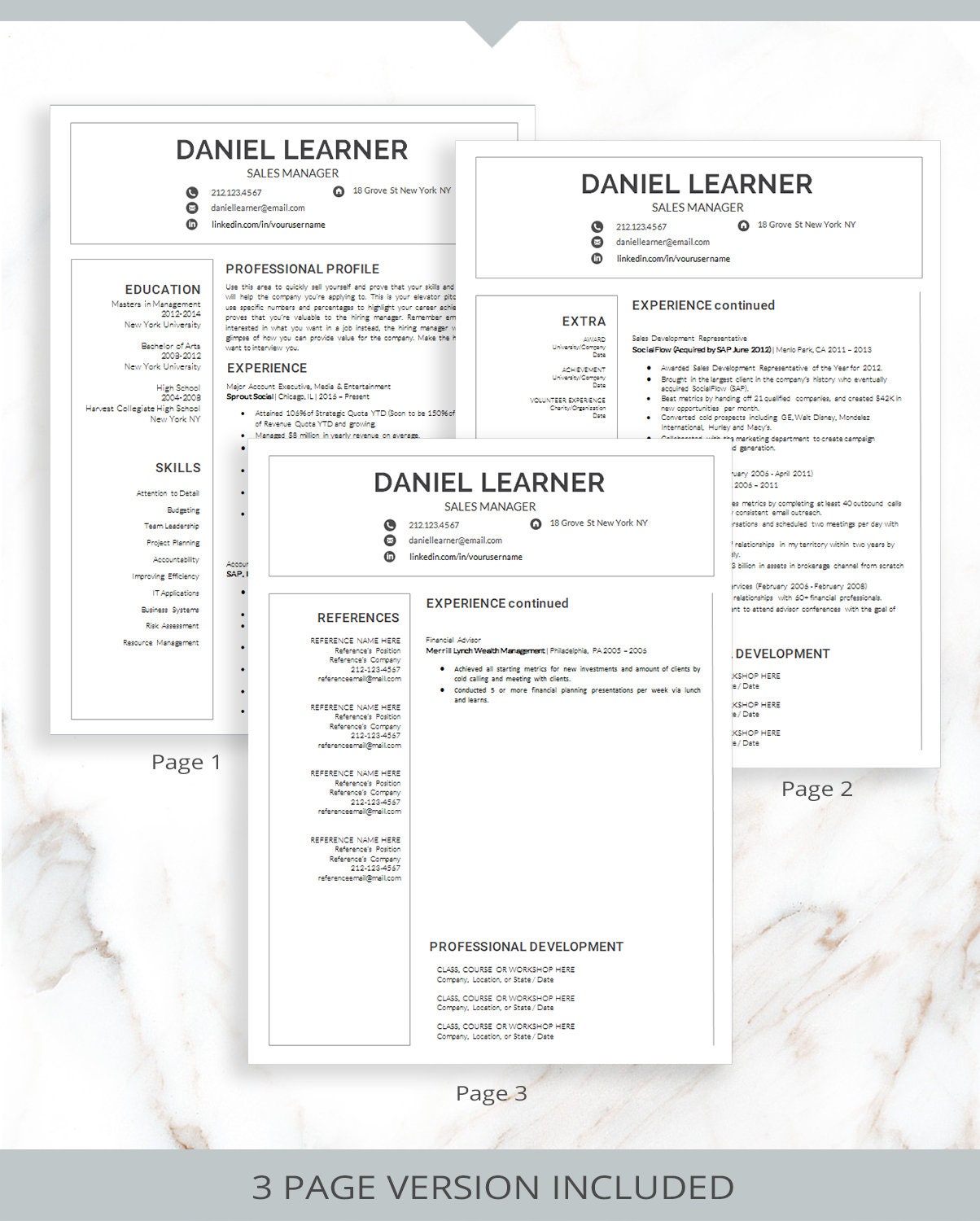 Professional Resume Templates and Cover Letter for Microsoft Word ...