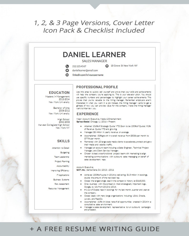 Professional Resume Templates and Cover Letter for Microsoft Word ...