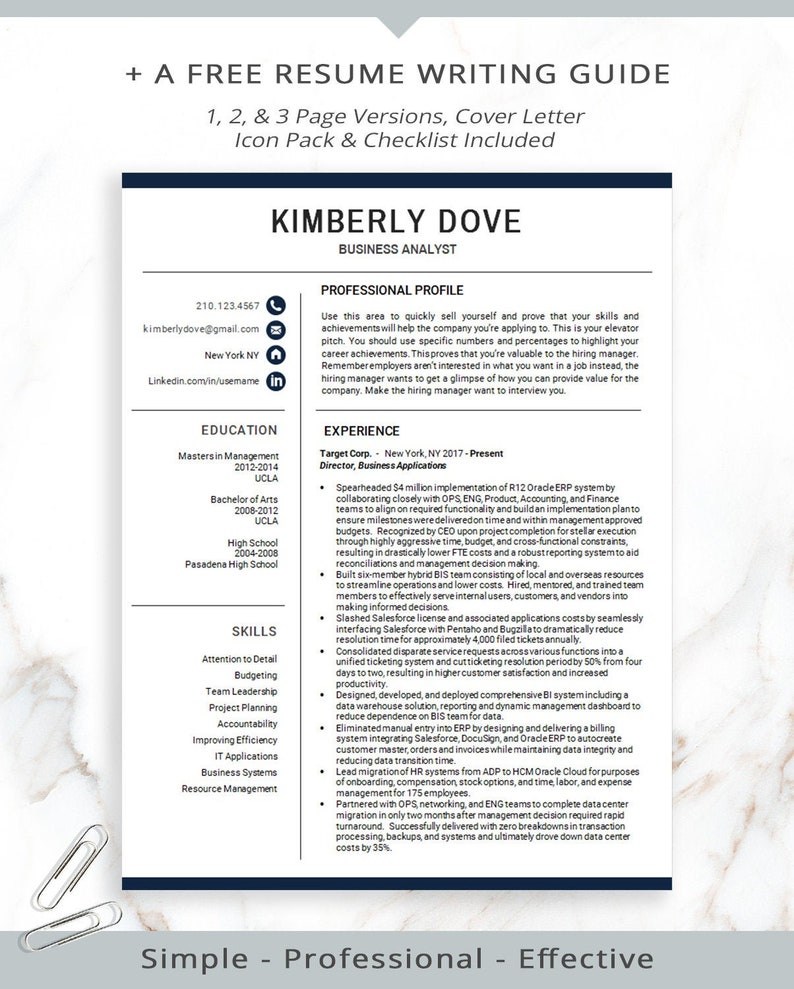 Modern Resume Template, Tech Resume Template for Word, IT Resume ...