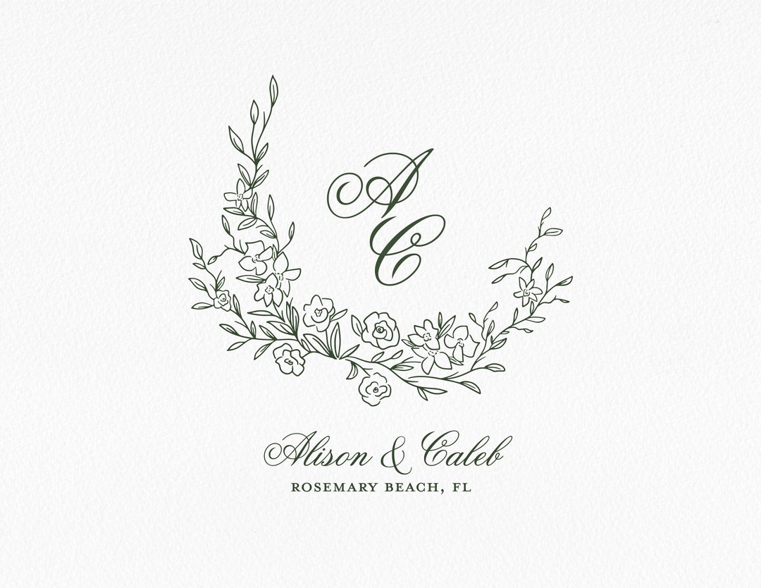 Wedding Monogram | Floral | Script Wedding Monogram | Custom | Couple ...