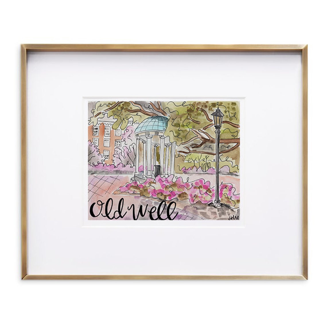 Chapel Hill Old Well Print UNC Illustration NC College Art Graduation ...