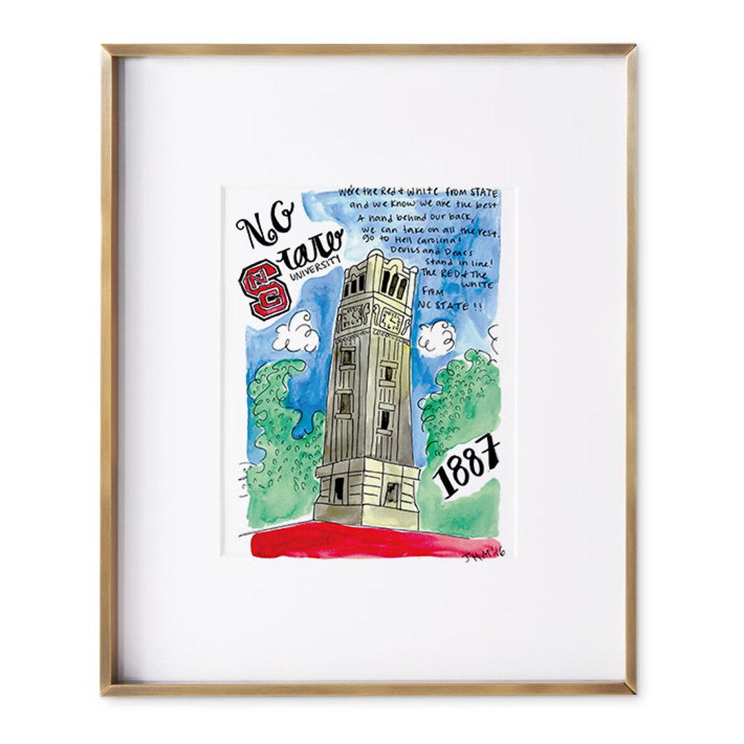 NCSU Belltower Print | Raleigh | North Carolina NC Watercolor Wall Art ...