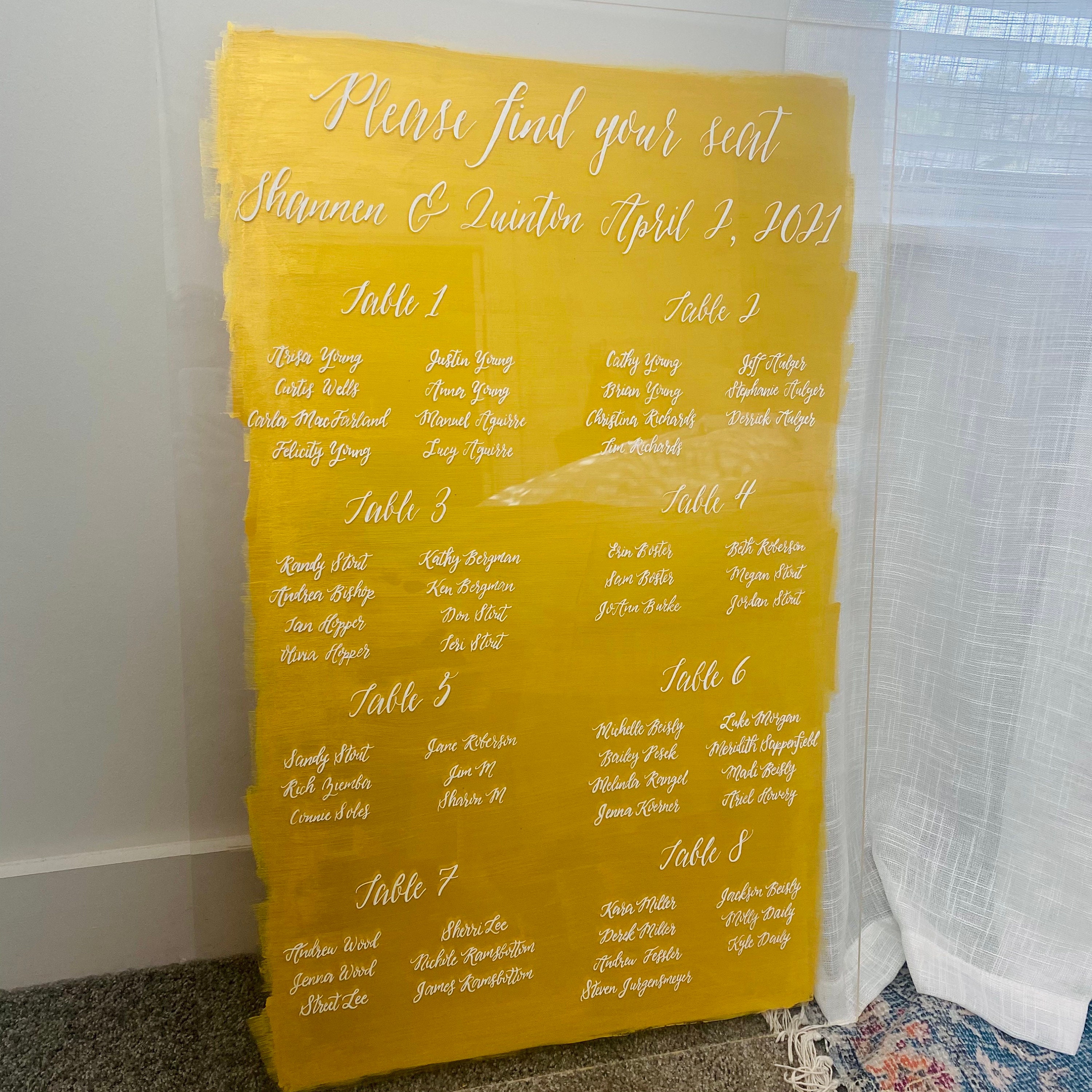 Hand Painted Acrylic Seating Chart Wedding Clear - Etsy