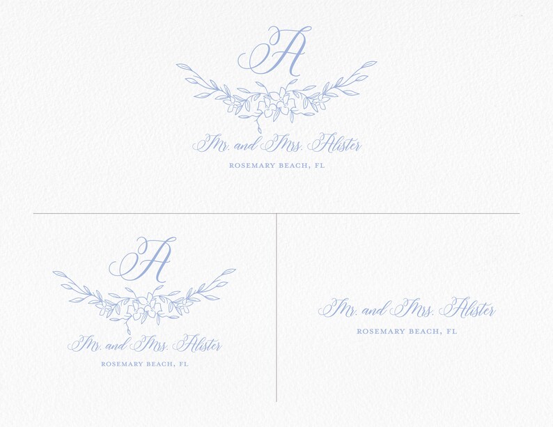 Wedding Monogram Floral Script Wedding Monogram Custom Couple Monogram ...