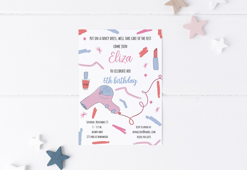 Makeover Birthday Invitation Digital Download Girls - Etsy