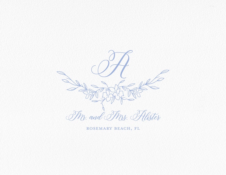 Wedding Monogram Floral Script Wedding Monogram Custom Couple Monogram ...