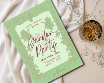 Whimsical Garden Party Invitation Template | Birthday Party Invitation ...