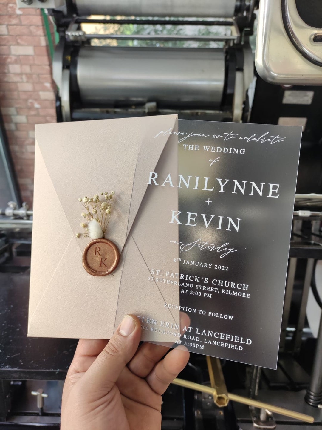 Clear Acrylic Wedding Invitation Gold Foil Plexiglass, Bridal Shower - Etsy