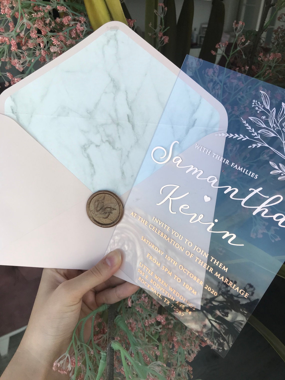 Clear Acrylic Wedding Invitation – Gold Foil Custom Design - Etsy
