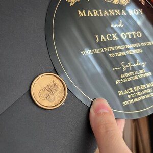 Round Invitation Card, Black Acrylic Invitations, Clear Acrylic Wedding ...