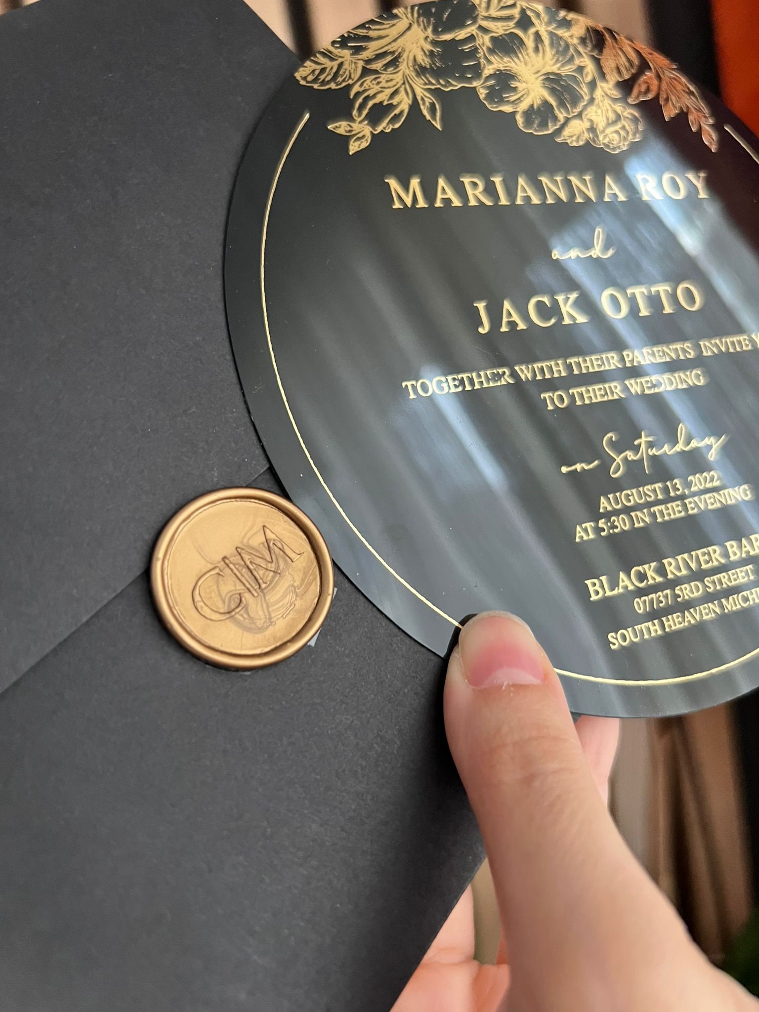 Round Invitation Card Black Acrylic Invitations Clear - Etsy