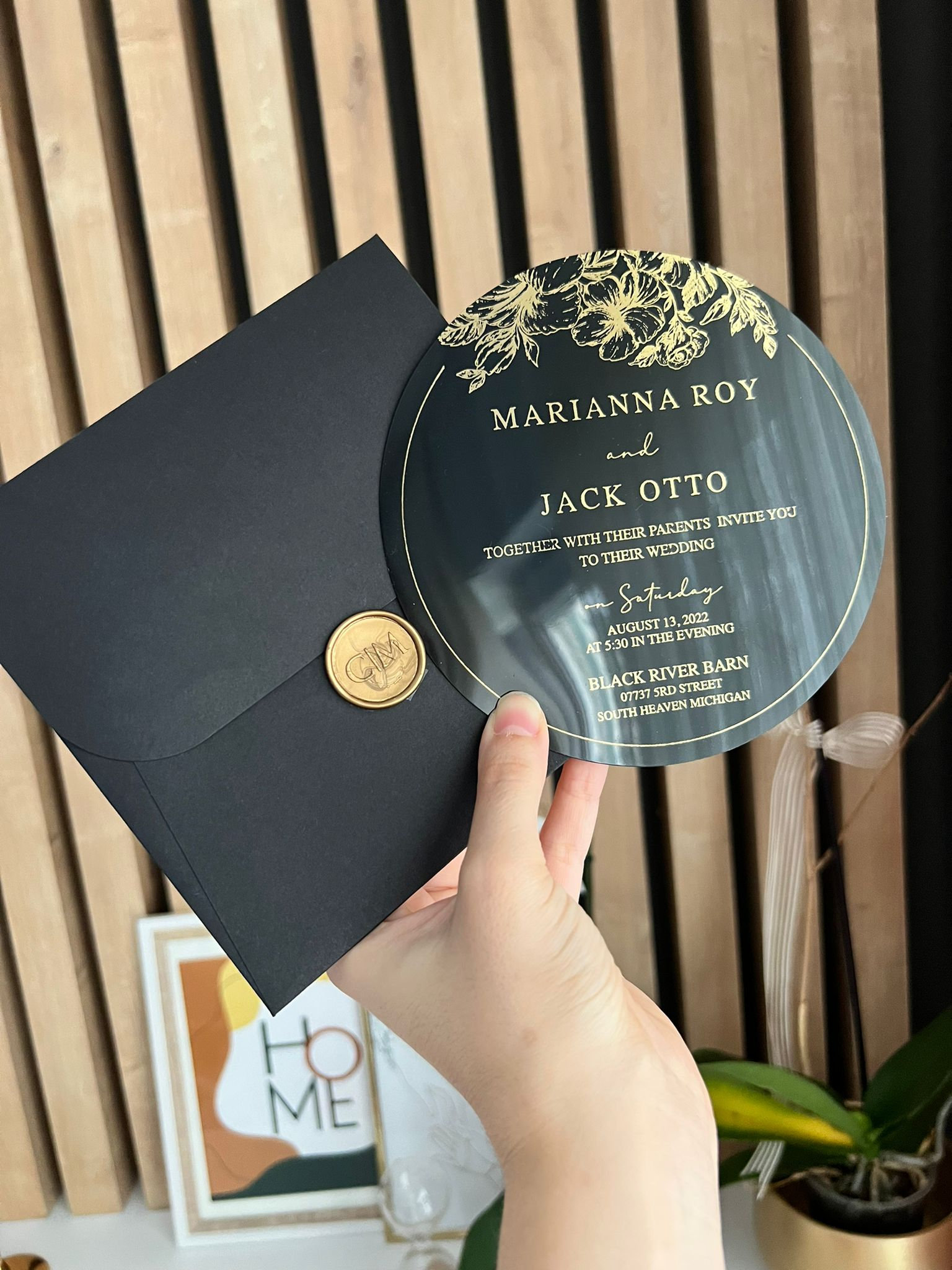 Round Invitation Card Black Acrylic Invitations Clear - Etsy