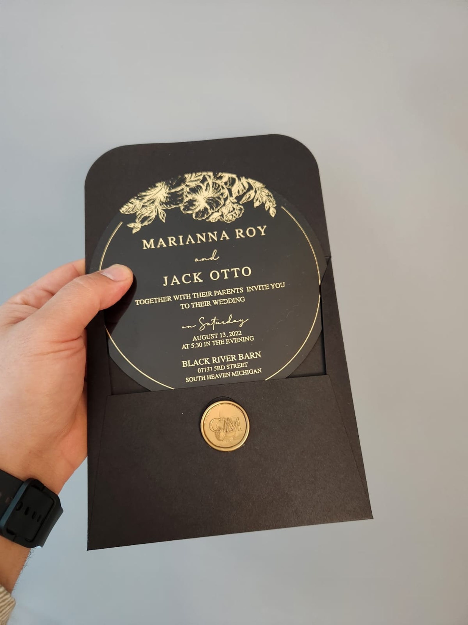 Round Invitation Card Black Acrylic Invitations Clear - Etsy