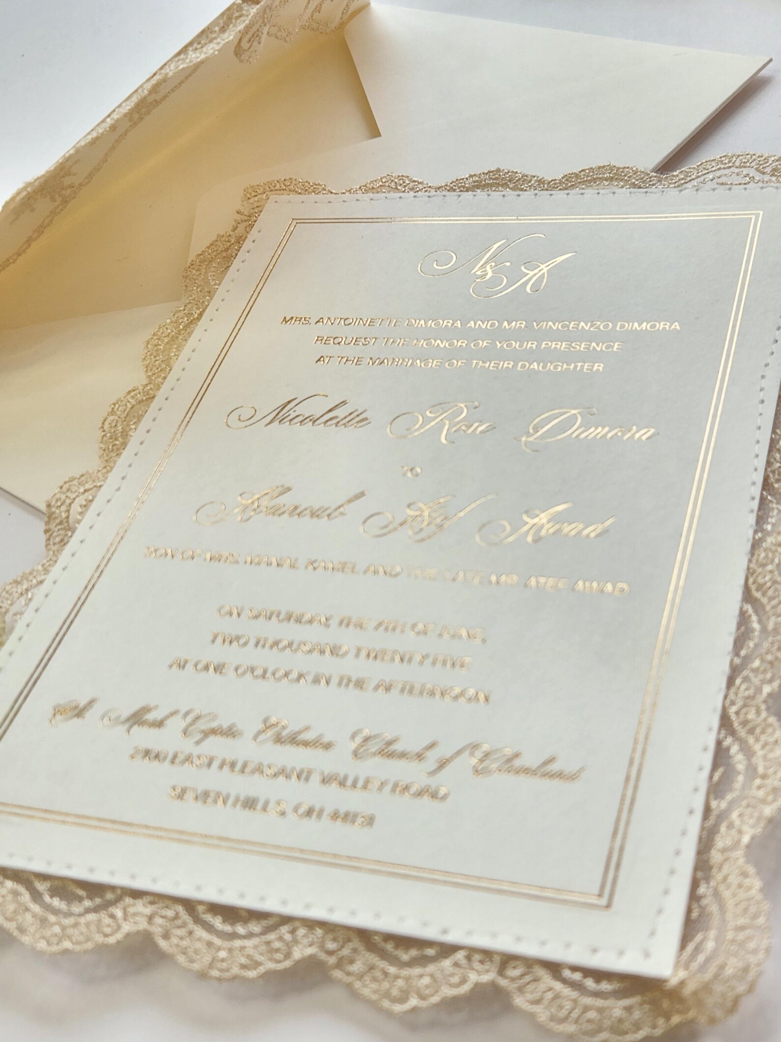 Handmade Lace Wedding Invitation, Embroidered Ivory Invite - Etsy