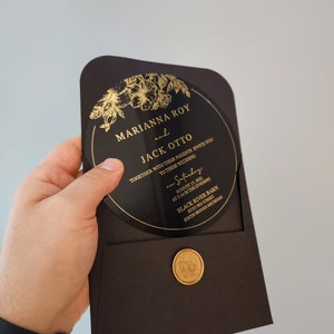 Round Invitation Card, Black Acrylic Invitations, Clear Acrylic Wedding ...