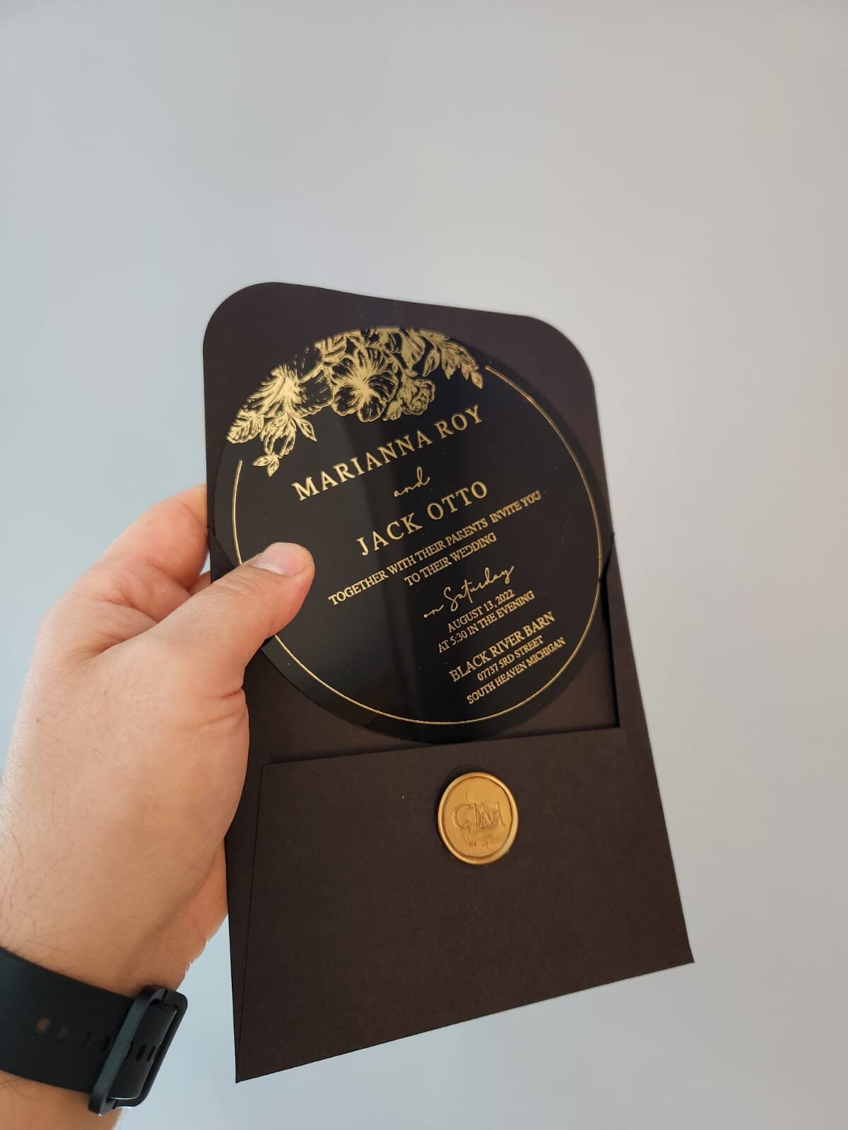 Round Invitation Card Black Acrylic Invitations Clear - Etsy