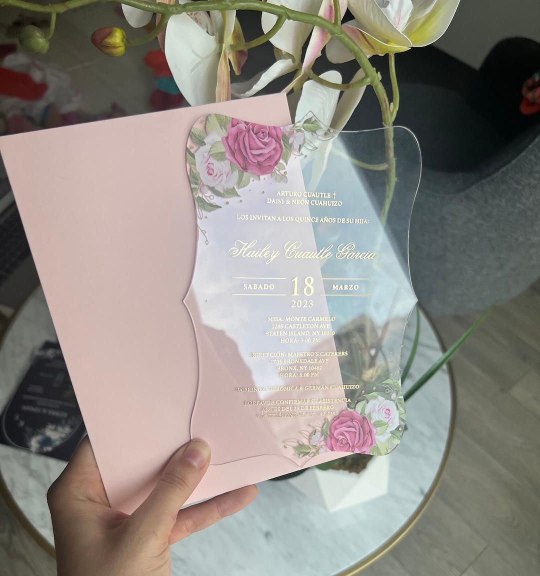 Floral Invitations, Acrylic Wedding Invitations, Quinceanera Invitation ...