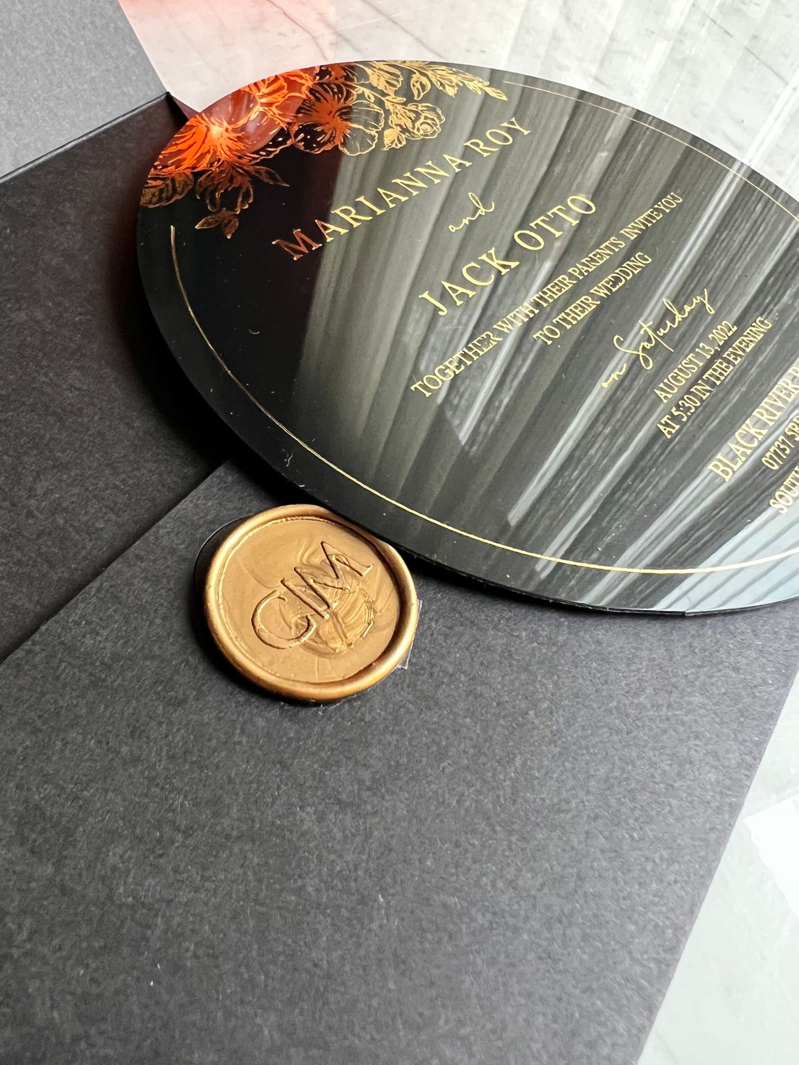 Round Invitation Card Black Acrylic Invitations Clear - Etsy
