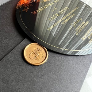 Round Invitation Card, Black Acrylic Invitations, Clear Acrylic Wedding ...