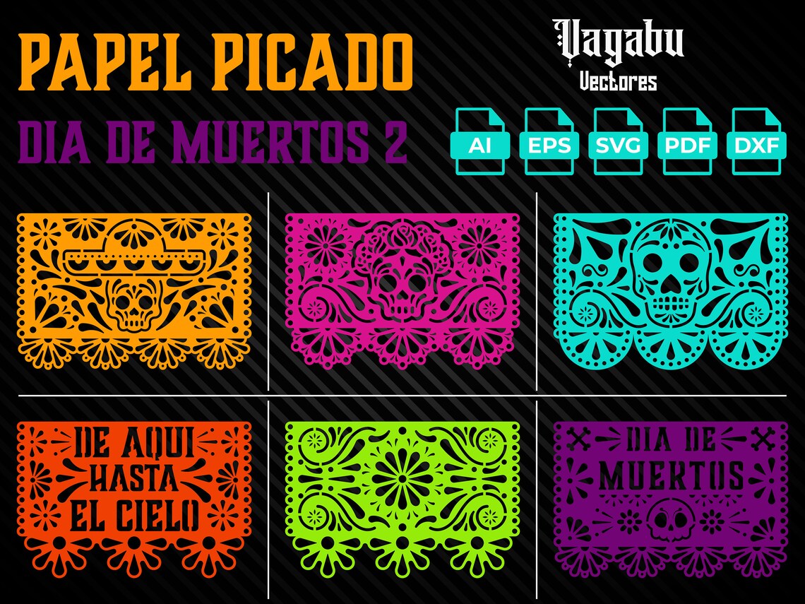 Papel Picado Day of the Dead 2 / Instant Download, Vector Ai, Svg, Eps ...