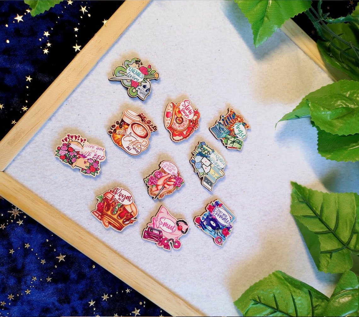 Fanfic Tropes wooden Pins - Etsy