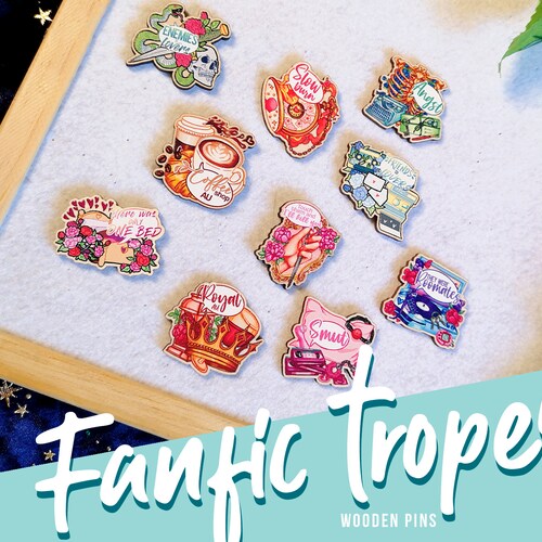 Fanfic Tropes wooden Pins - Etsy