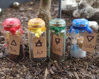 Elemental Altar Jars Element Bottles Earth, Air, Water, Fire - Etsy