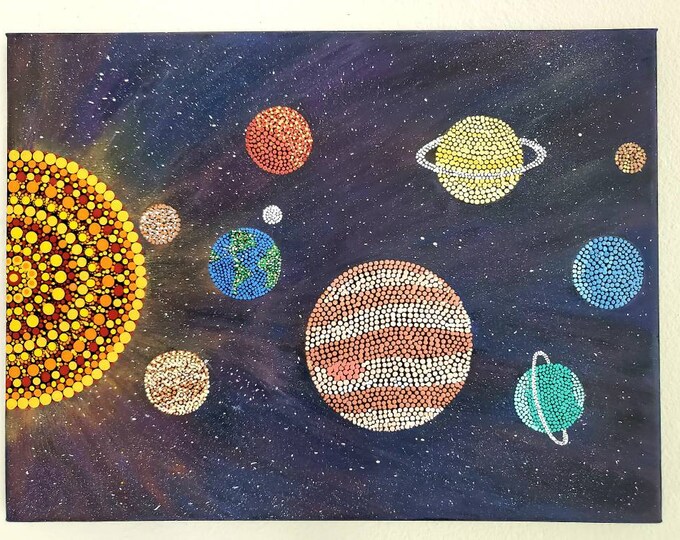 Dot Art Painting of Solar System on Stretched Canvas - Etsy