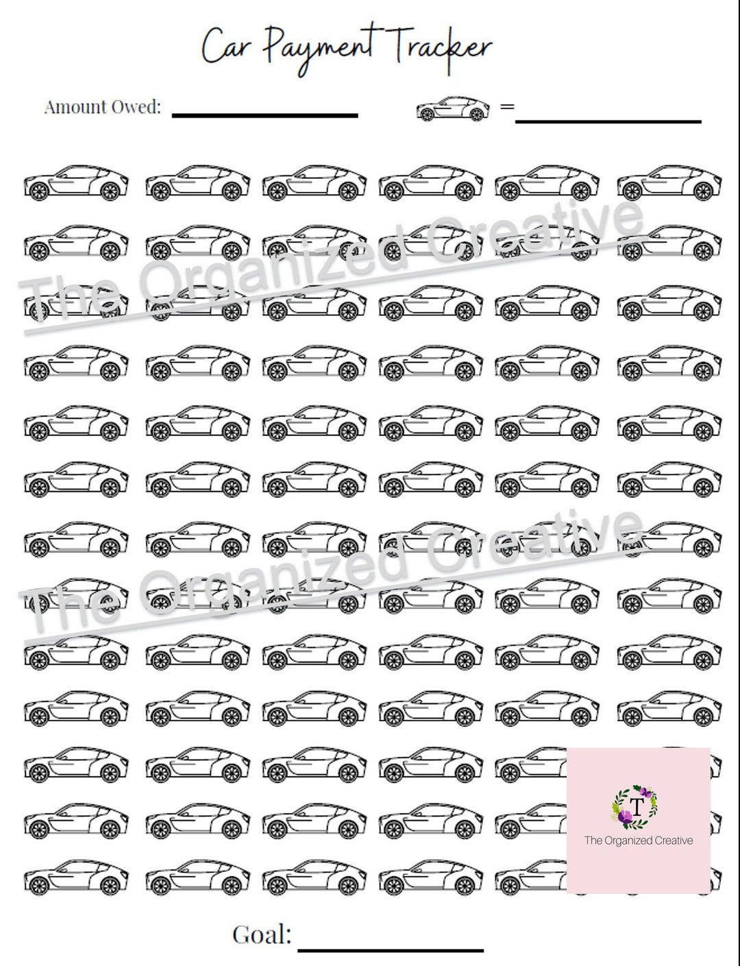 Car Payment Savings Tracker, Car Payment Goals, Debt Payment Goals ...