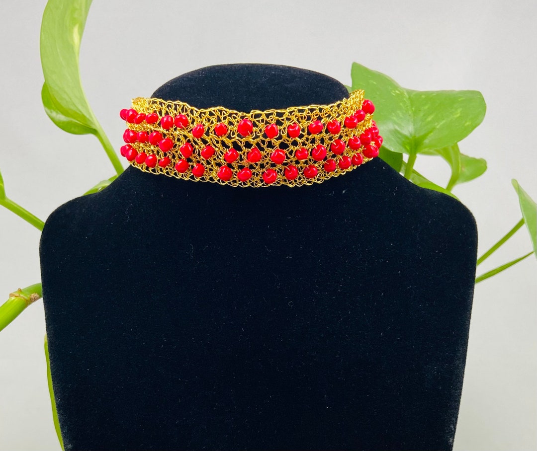 Gold Metal Wire Crochet Choker. Handmade With Love! - Etsy