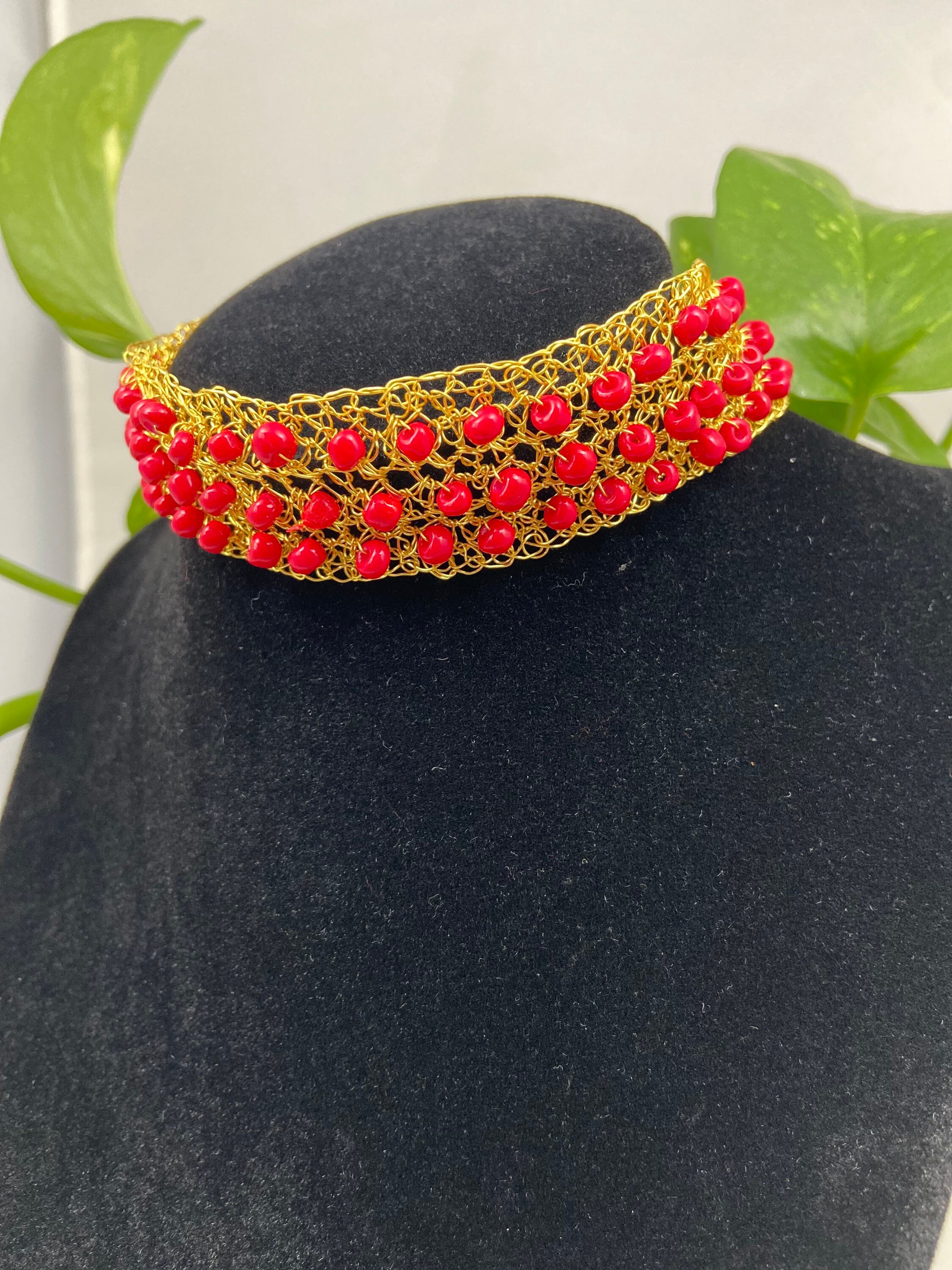 Gold Metal Wire Crochet Choker. Handmade With Love - Etsy
