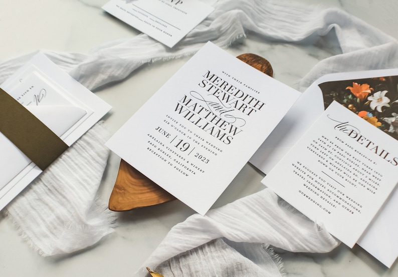 Letterpress Wedding Invitation, Classic Bold Letterpress High End Black ...