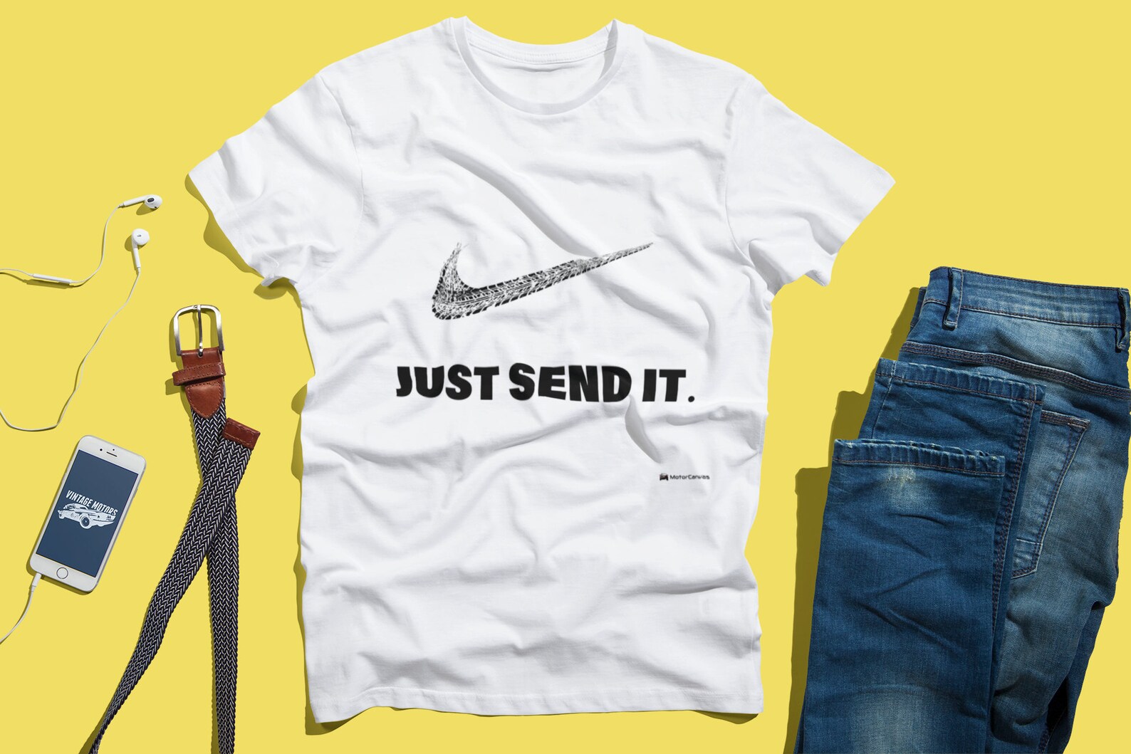 Just Send It Car T-shirt Tire Track Check Mark Funny Car - Etsy