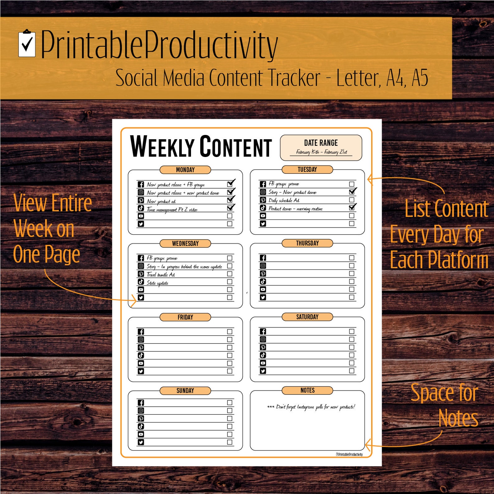 Social Media Tracker Content Tracker Digital Marketing | Etsy