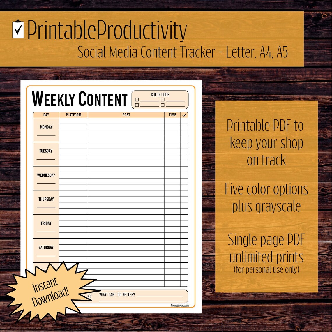 Social Media Tracker Content Tracker Digital Marketing | Etsy