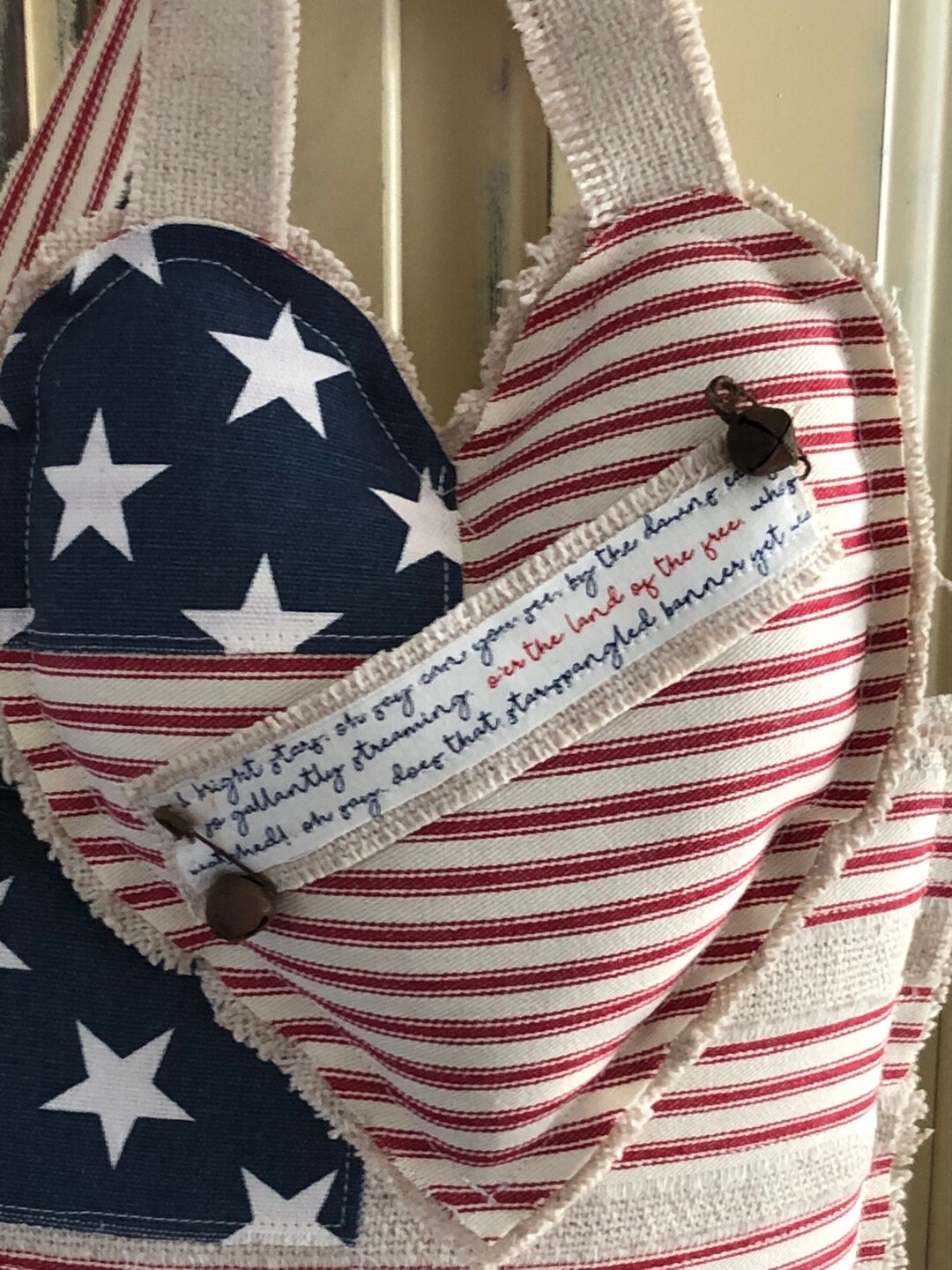 Primitive Patriotic American Flag Hanging Heart Americana Peg - Etsy