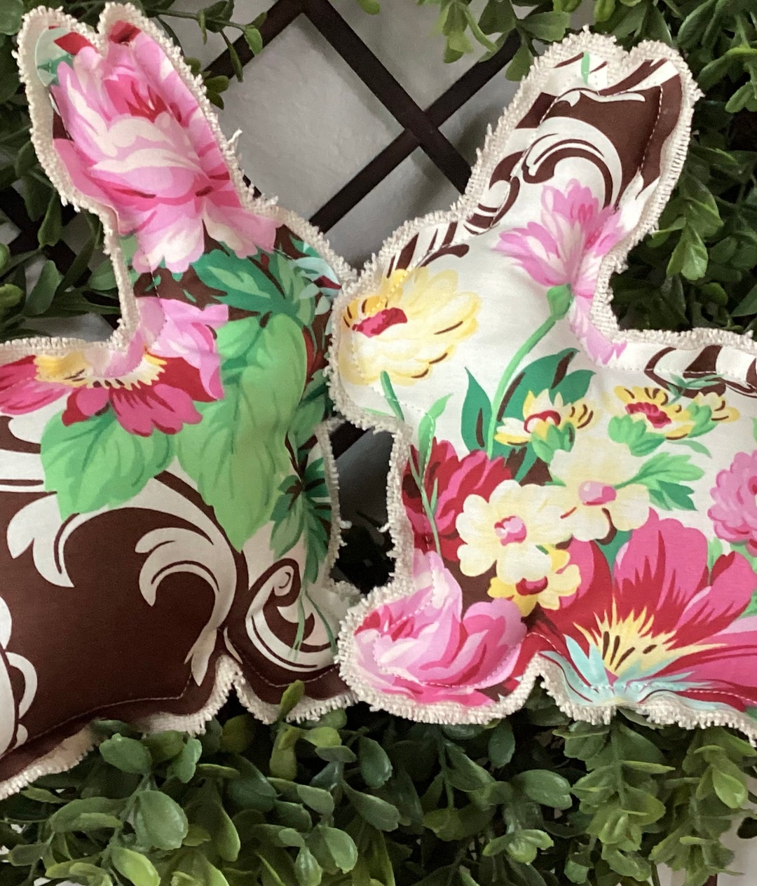 Handmade Shabby Chic Bunny Pillow, Vintage Floral Bunny, Chocolate ...