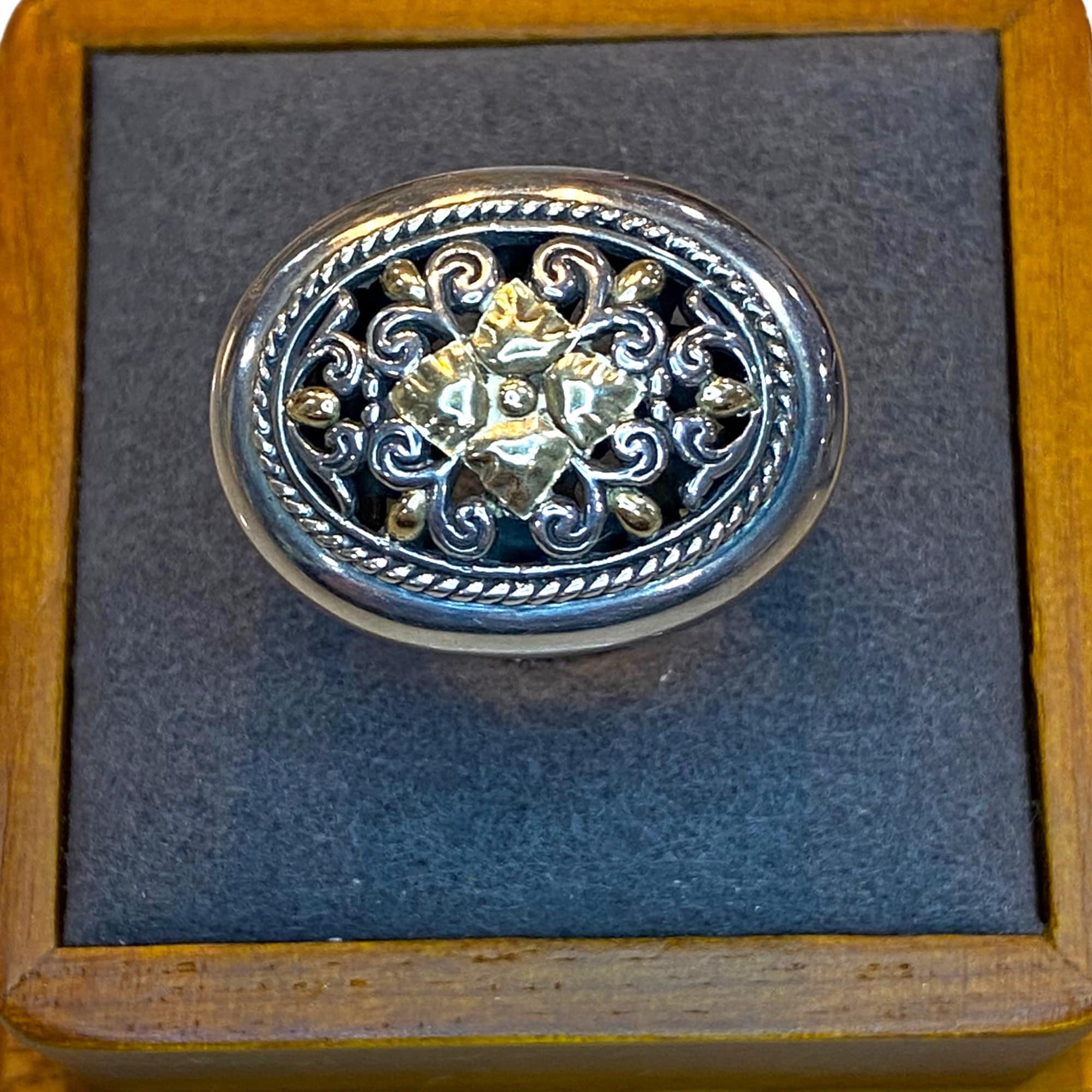 Belk & Co Sterling Silver and 14k Oval Statement Ring - Etsy