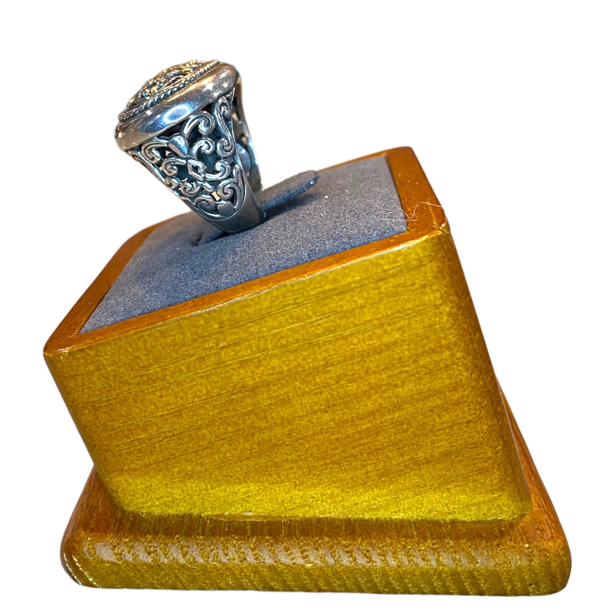 Belk & Co Sterling Silver and 14k Oval Statement Ring - Etsy