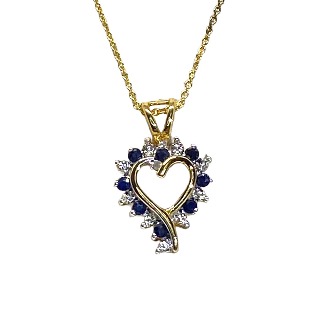 Robert Seemann Gold Over Sterling Silver Blue Spinel Heart Pendant ...