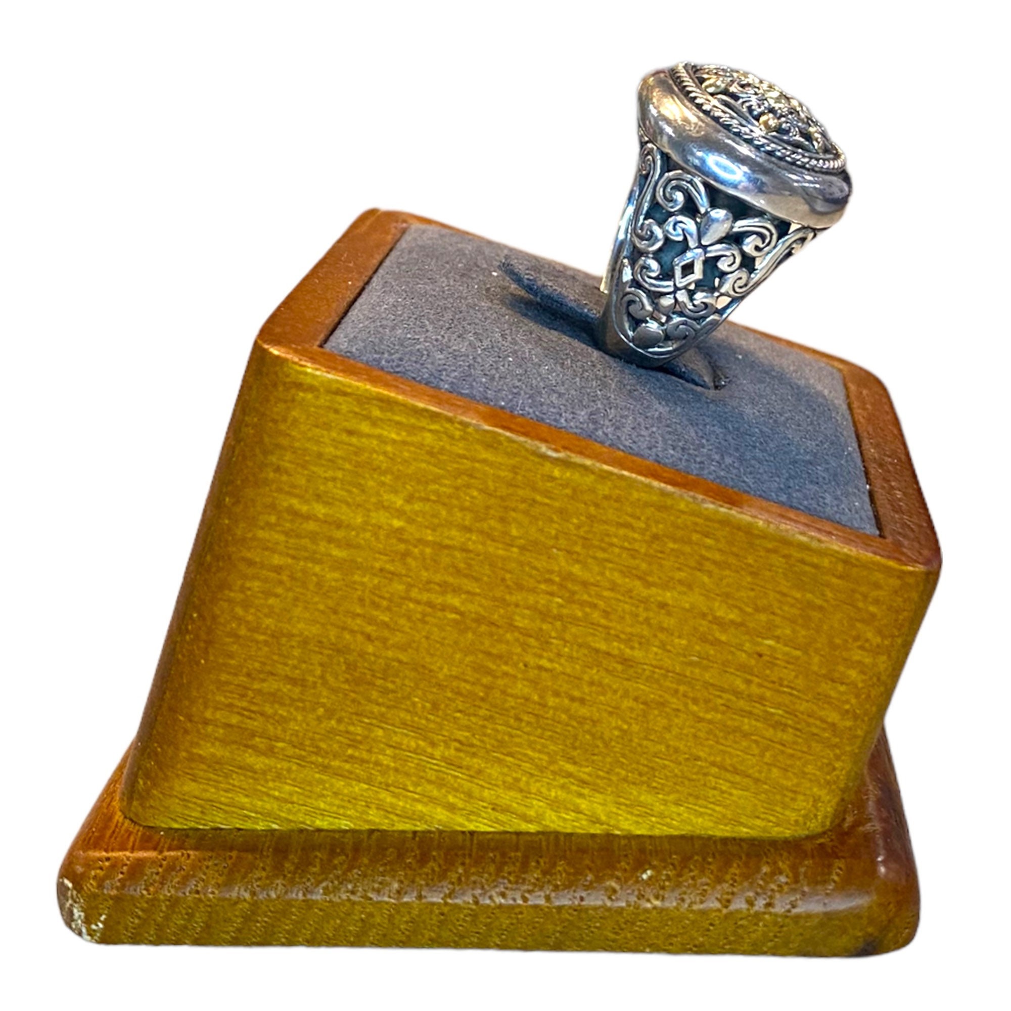 Belk & Co Sterling Silver and 14k Oval Statement Ring - Etsy