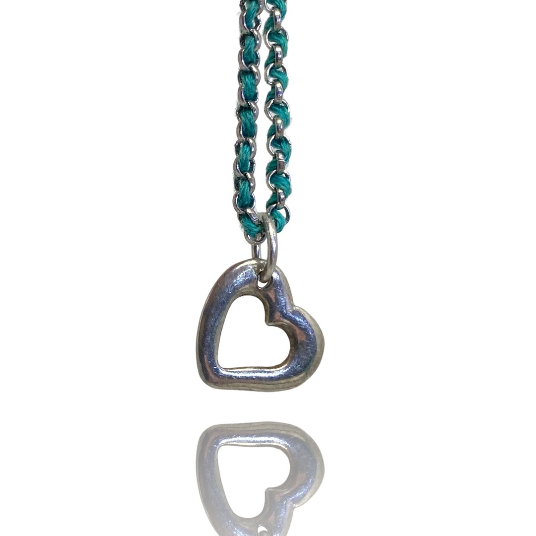 Vintage Sterling Silver Mint Green Open Heart Pendant Necklace - Etsy