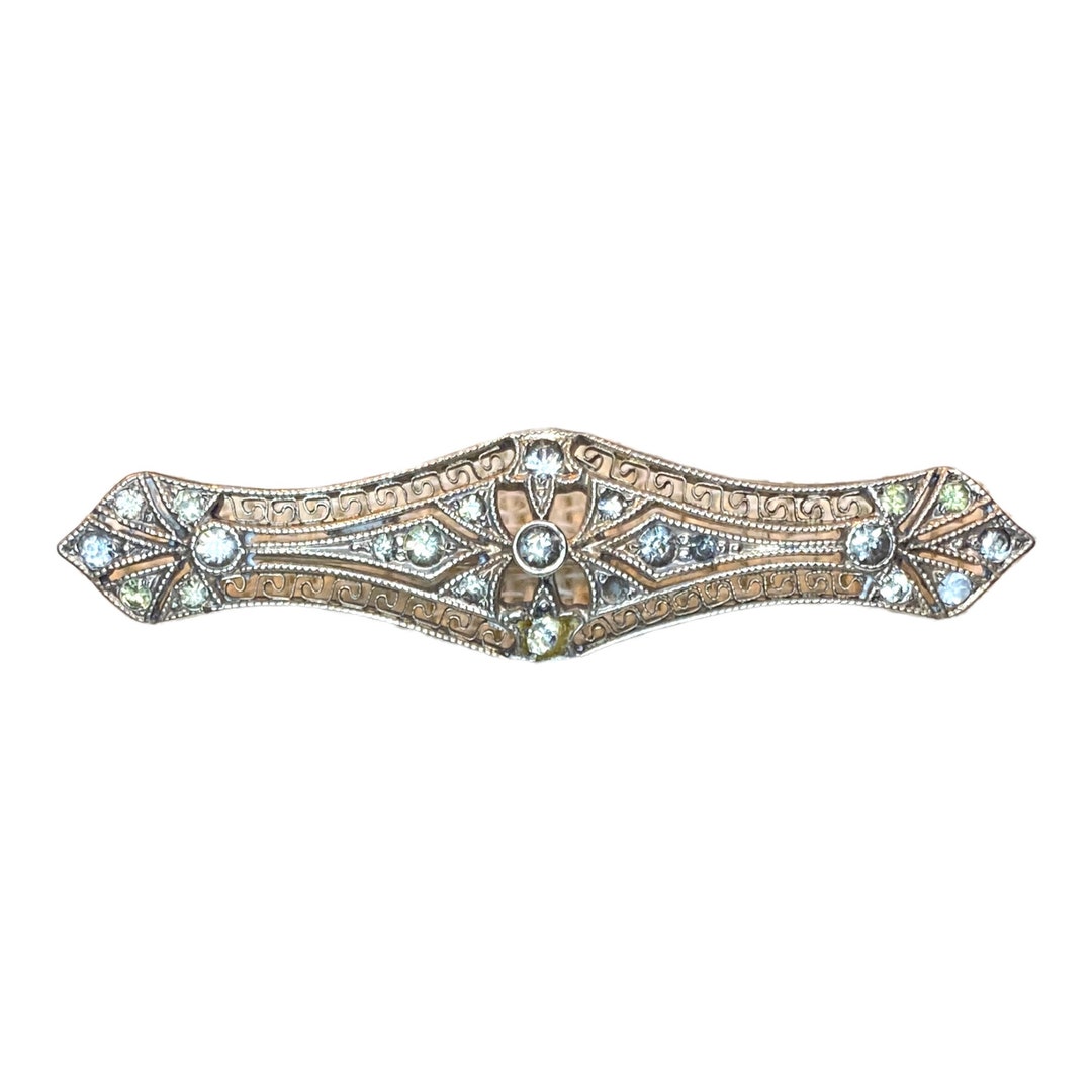 Edwardian Style Sterling Silver & Rhinestone Brooch - Etsy