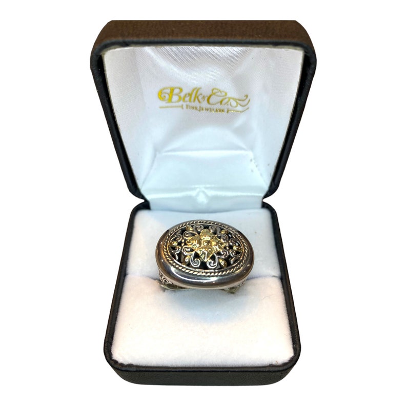 Belk & Co Sterling Silver and 14k Oval Statement Ring - Etsy
