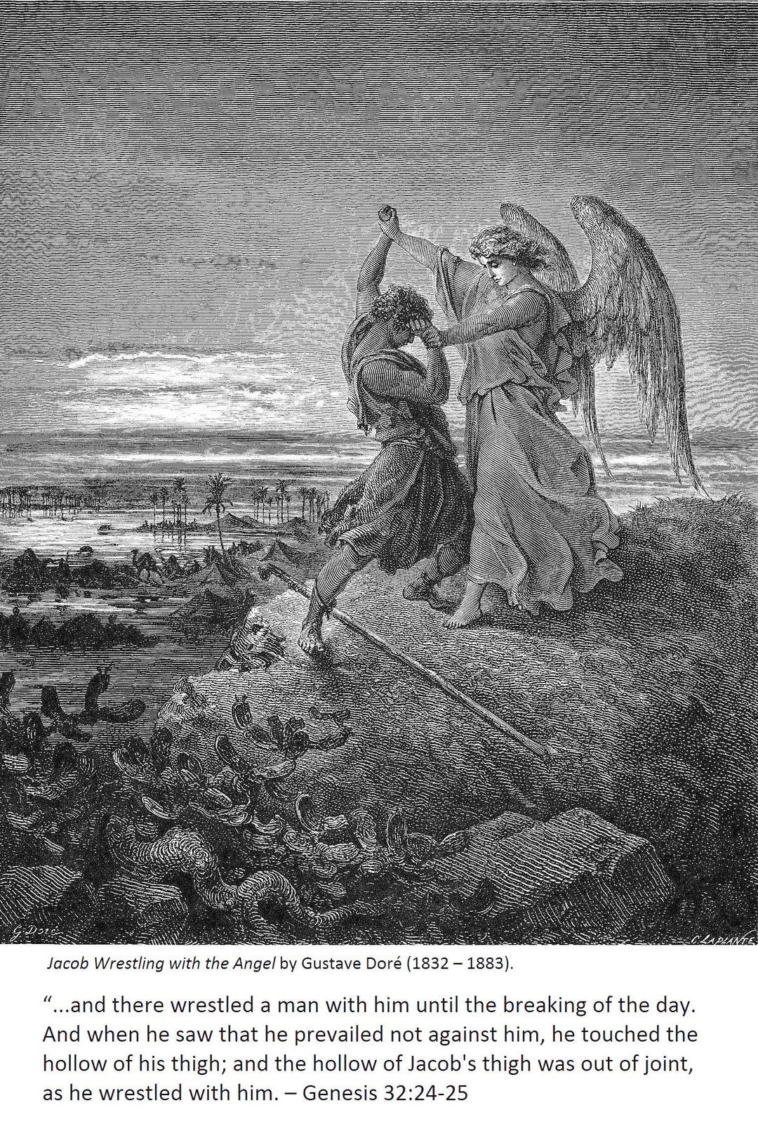 Jacob Wrestling With the Angel 6" X 4" Post Card - Etsy